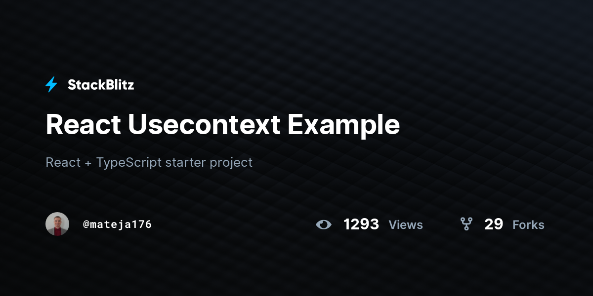 React Usecontext Example - StackBlitz