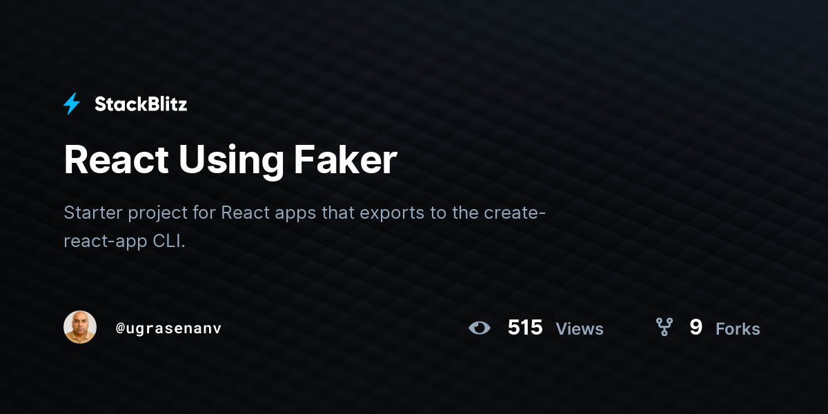 React Using Faker - StackBlitz