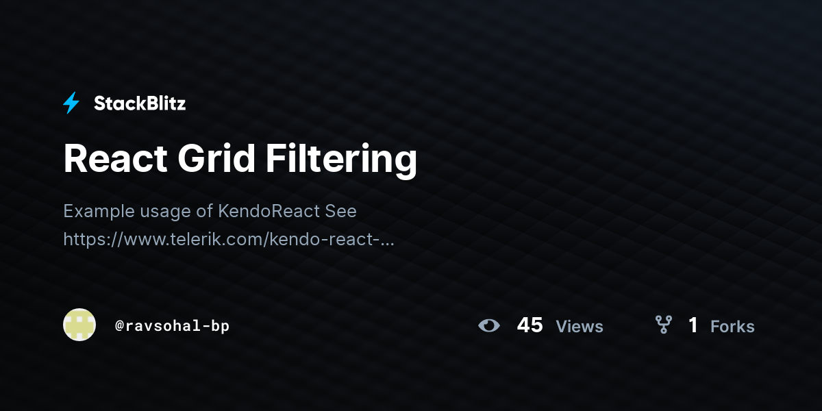 React Grid Filtering - StackBlitz