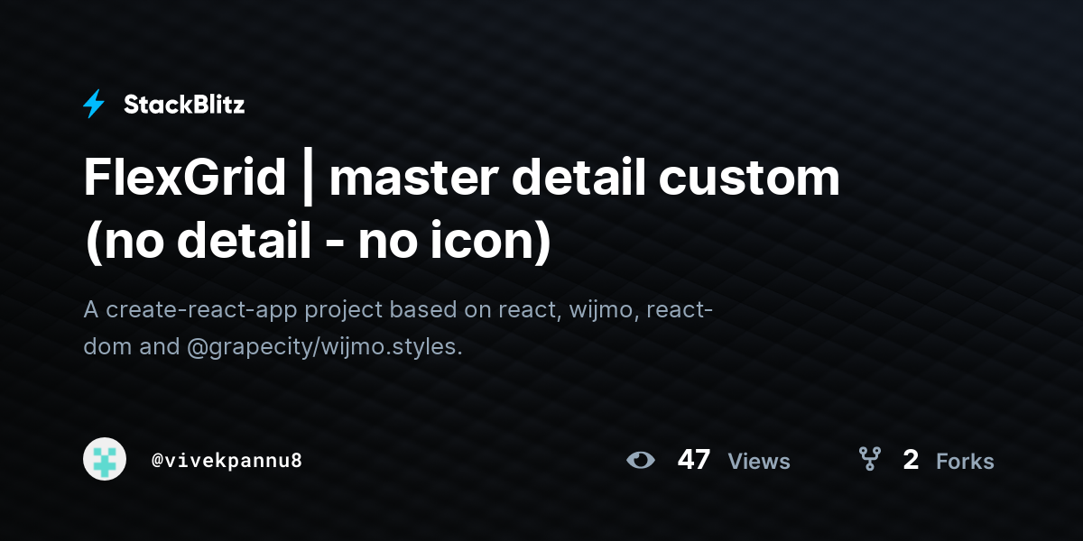 FlexGrid | master detail custom (no detail - no icon) - StackBlitz FlexGrid | master detail custom (no detail - no icon) - StackBlitz