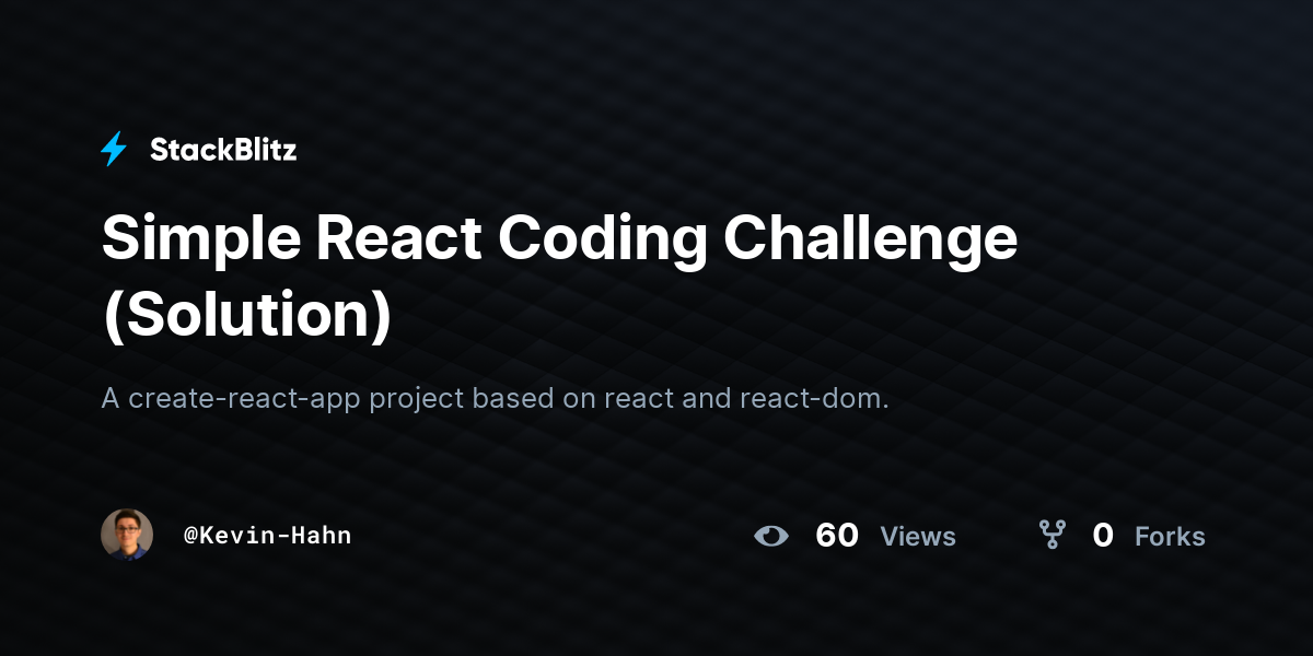 Simple React Coding Challenge Solution Stackblitz