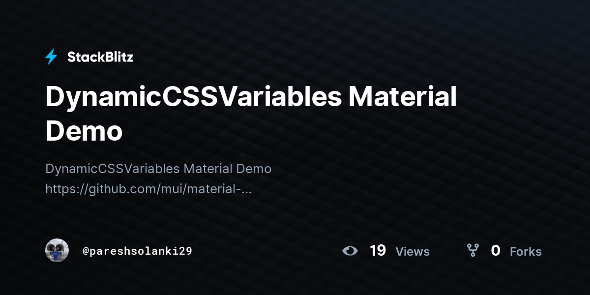 DynamicCSSVariables Material Demo - StackBlitz