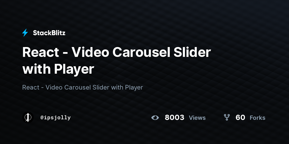 React - Video Carousel Slider with Player - StackBlitz