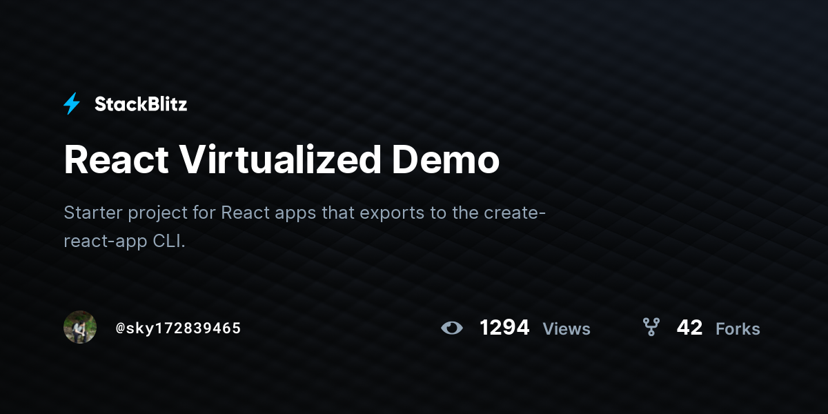 React Virtualized Demo - StackBlitz