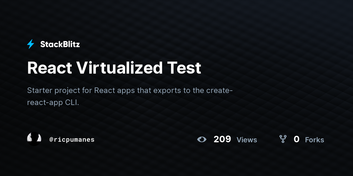 React Virtualized Test - StackBlitz