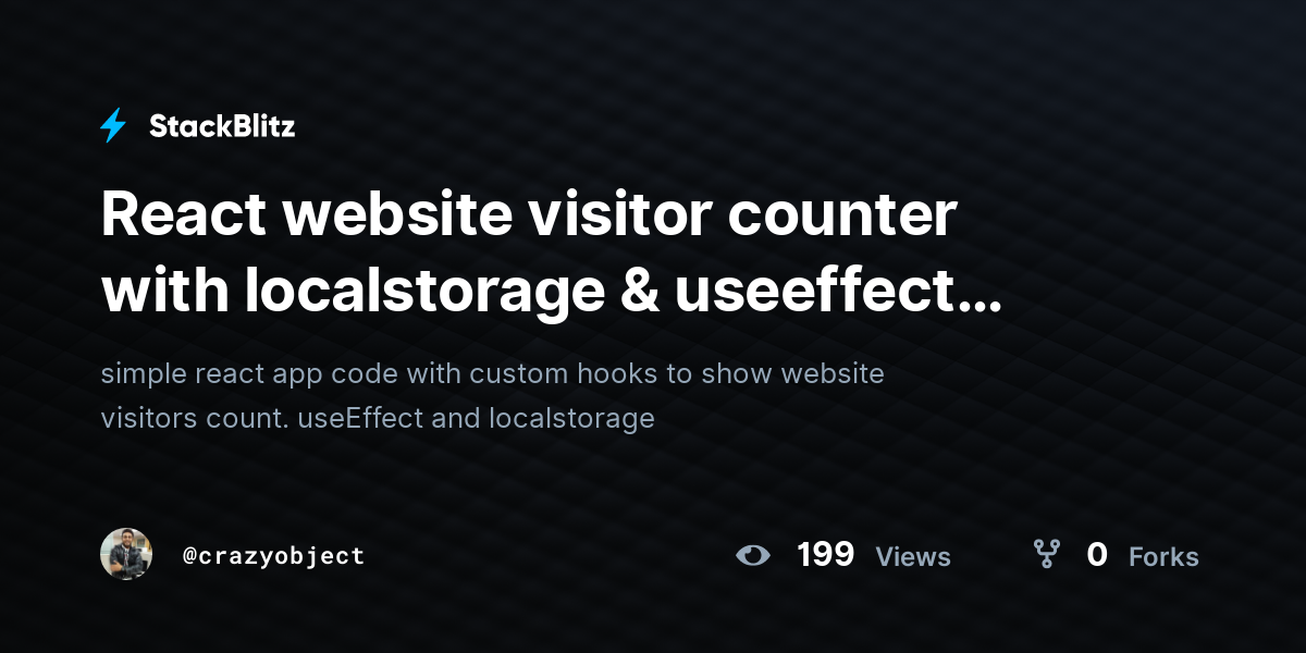 React website visitor counter with localstorage & useeffect hook - StackBlitz