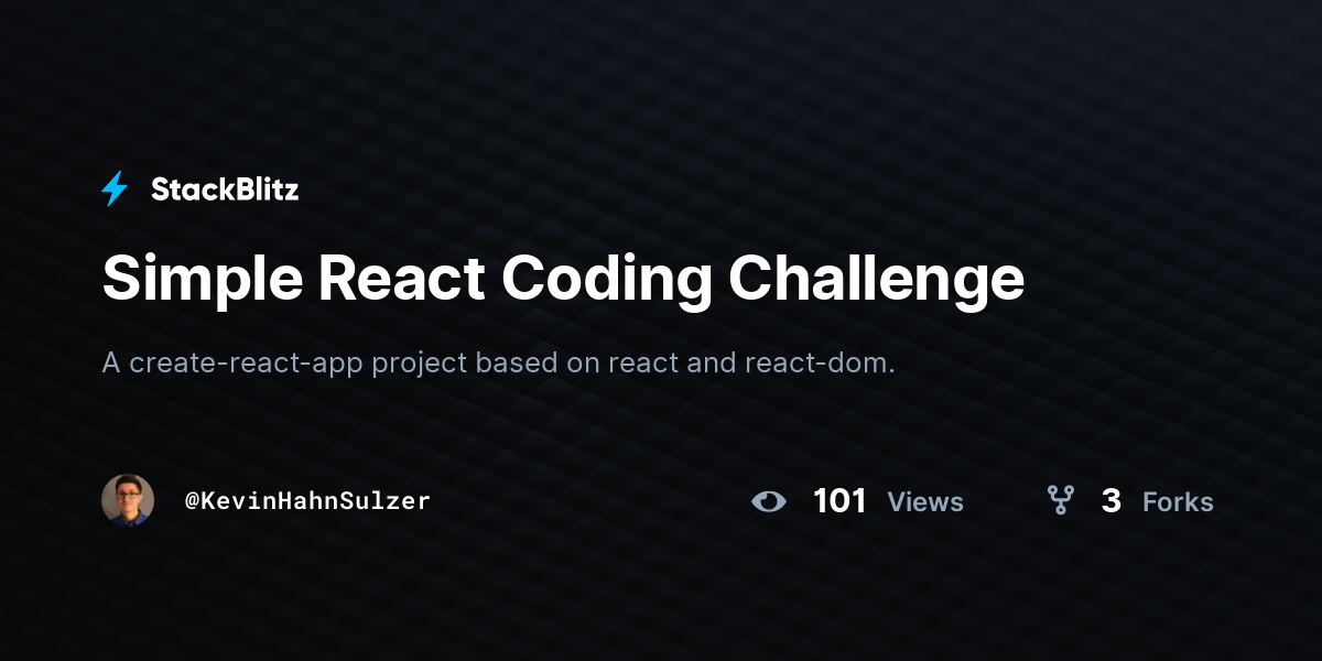 Simple React Coding Challenge Stackblitz 9507