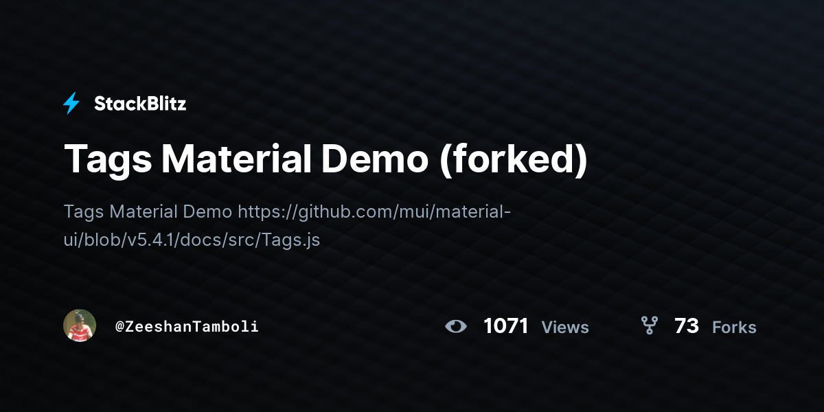 Tags Material Demo (forked) - StackBlitz