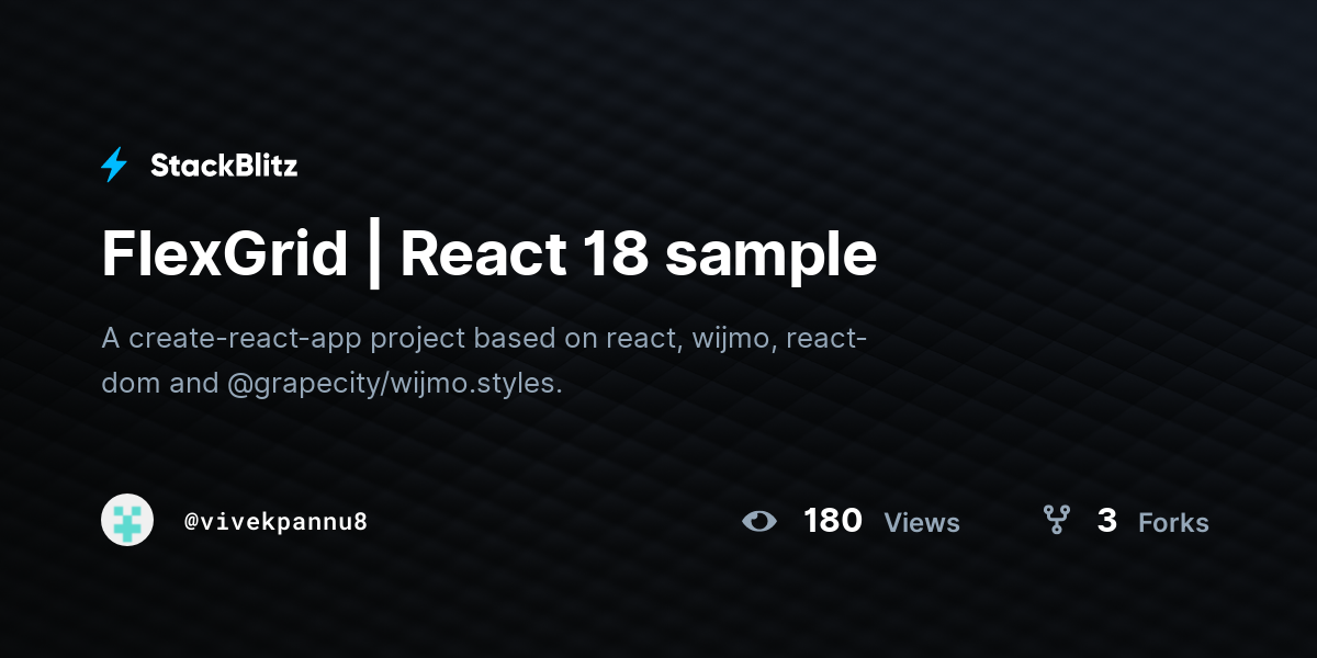 FlexGrid | React 18 sample - StackBlitz
