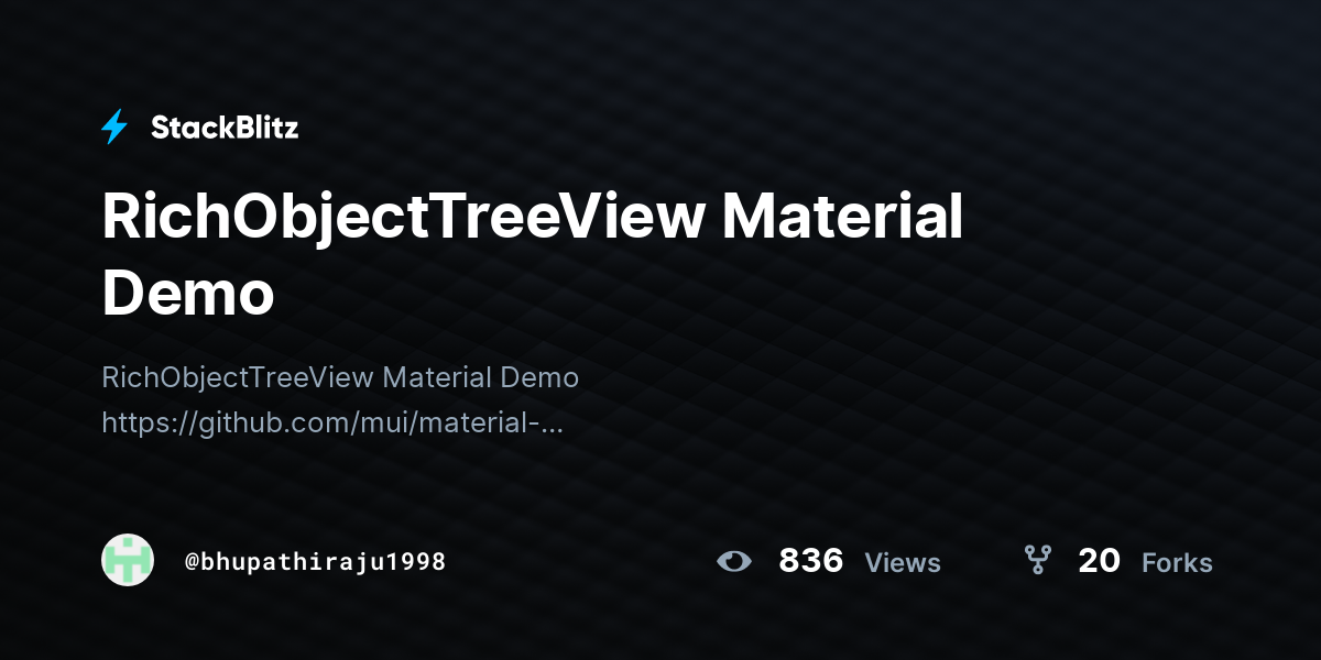 RichObjectTreeView Material Demo - StackBlitz
