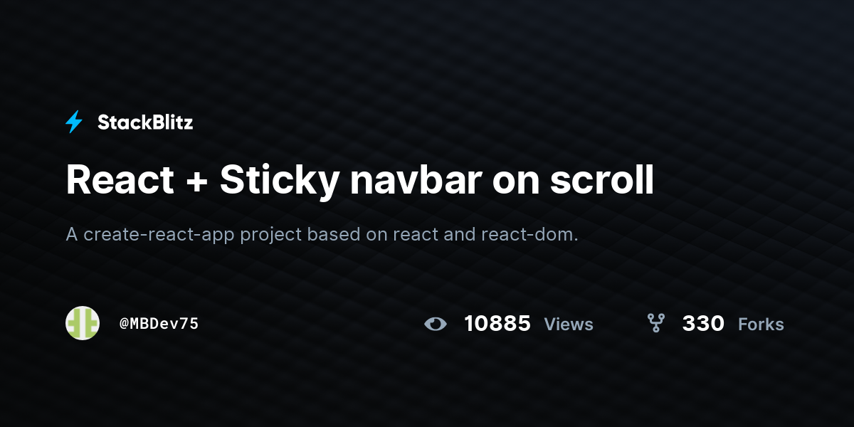 React + Sticky navbar on scroll - StackBlitz