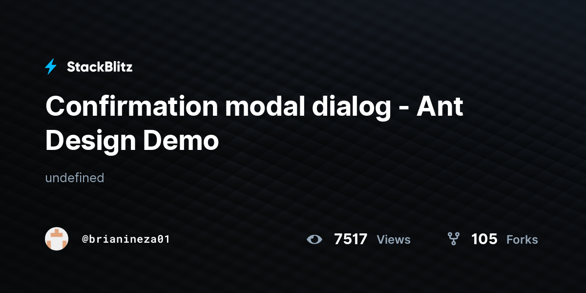 Confirmation modal dialog - Ant Design Demo - StackBlitz