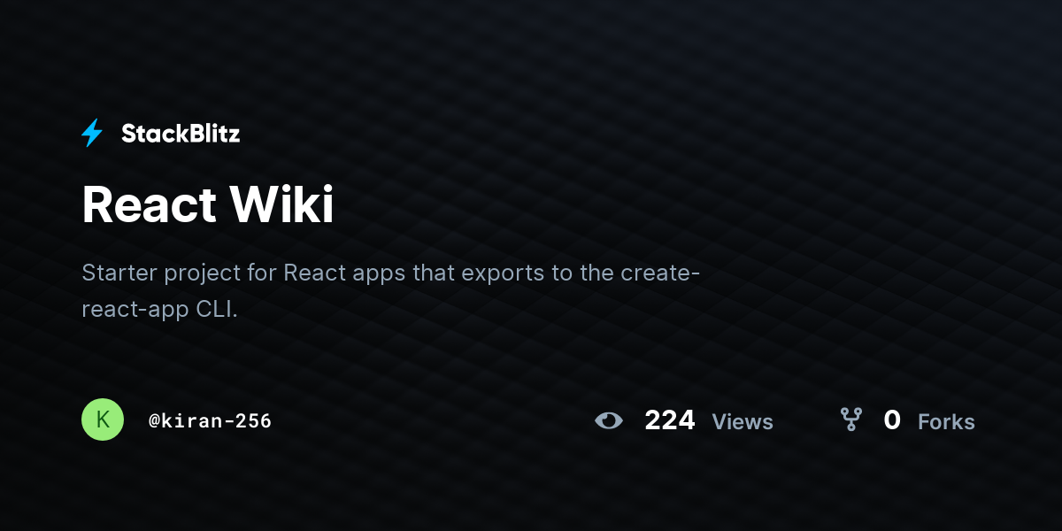 React Wiki Stackblitz 