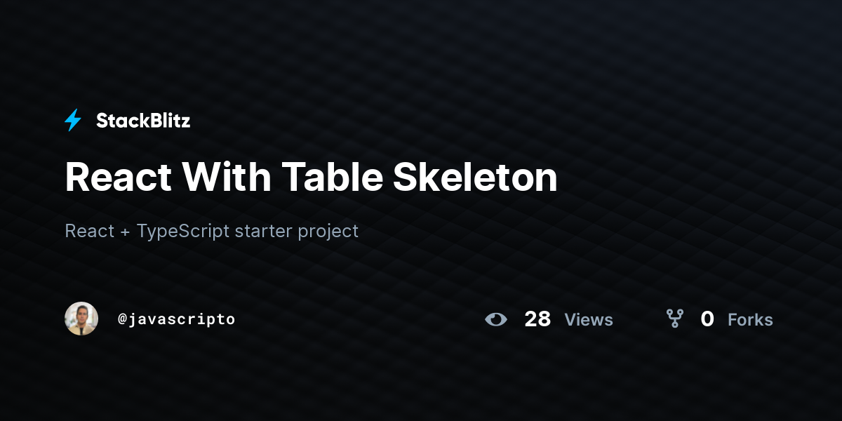 React With Table Skeleton Stackblitz 