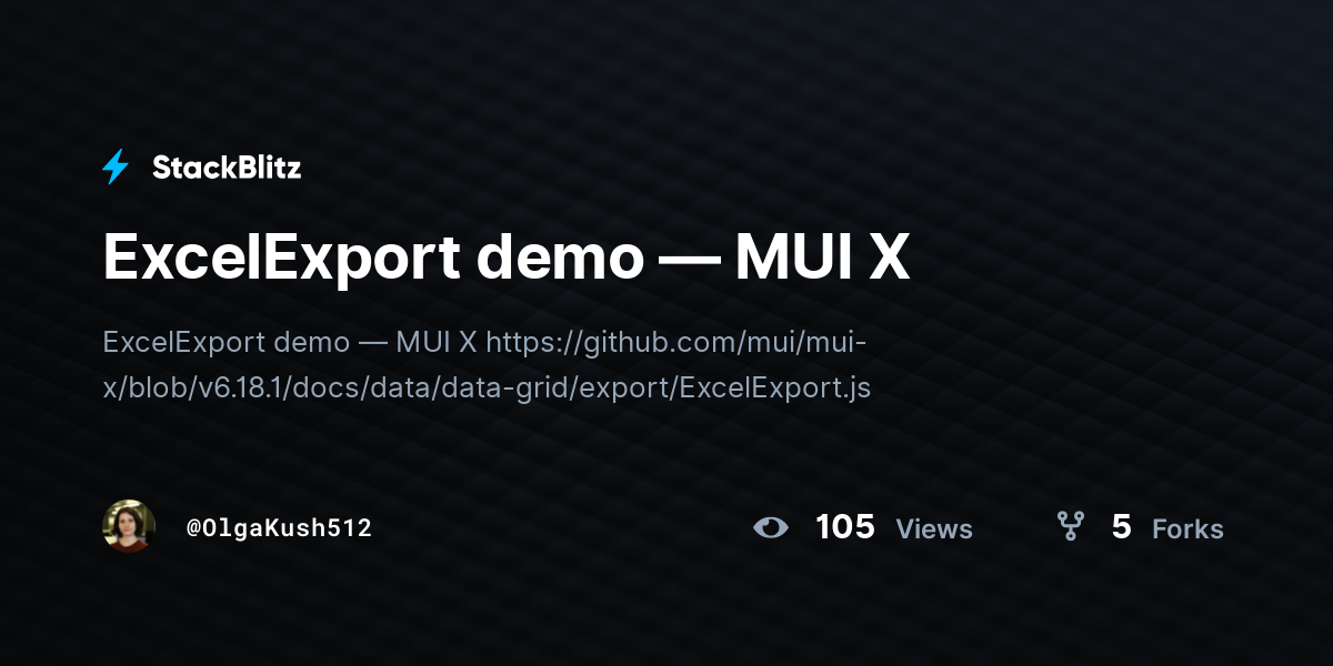 ExcelExport demo — MUI X - StackBlitz