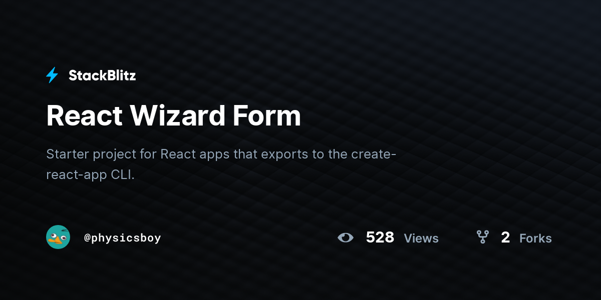 React Wizard Form - StackBlitz