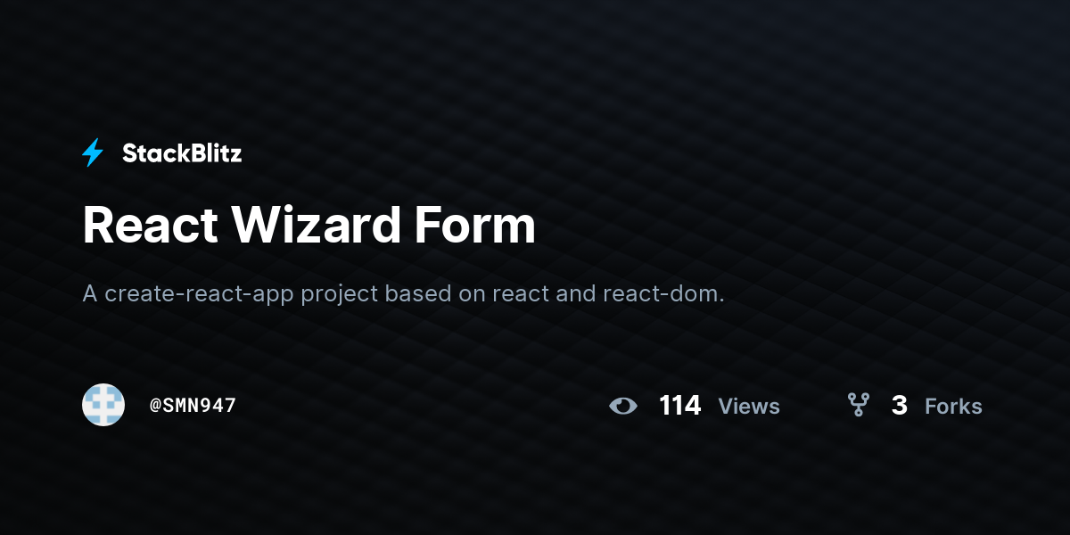 React Wizard Form - StackBlitz