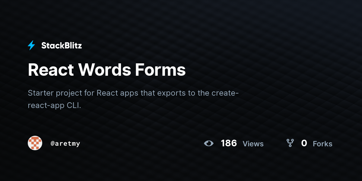 React Words Forms - StackBlitz React Words Forms - StackBlitz