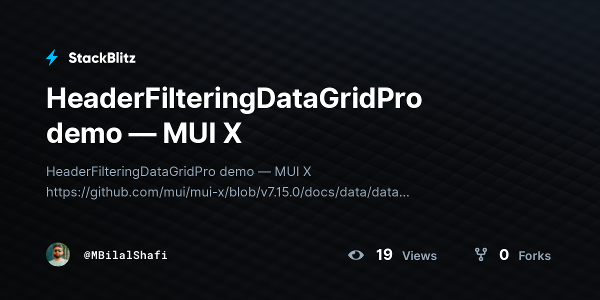 HeaderFilteringDataGridPro demo — MUI X - StackBlitz