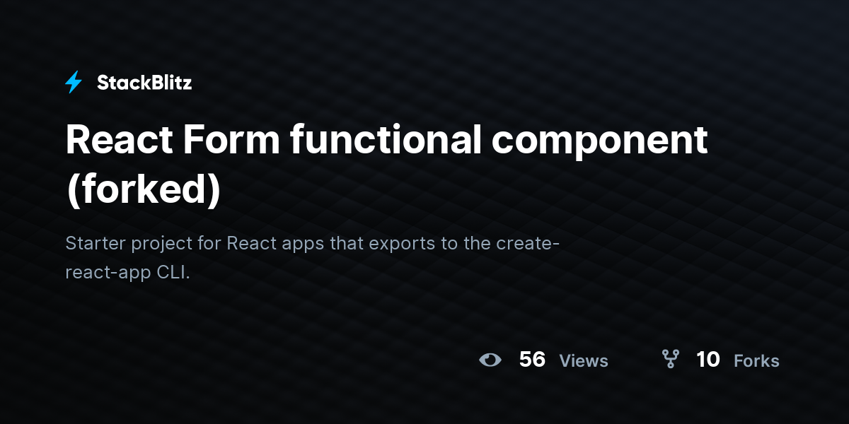 React Form functional component (forked) - StackBlitz