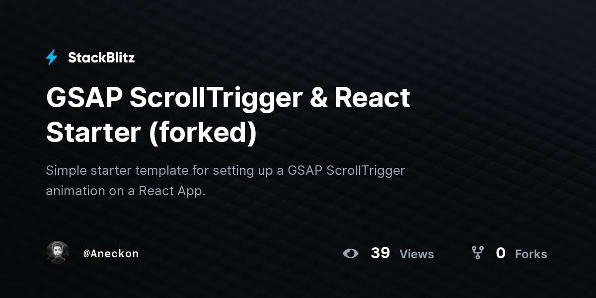 GSAP ScrollTrigger & React Starter (forked) - StackBlitz GSAP ScrollTrigger & React Starter (forked) - StackBlitz