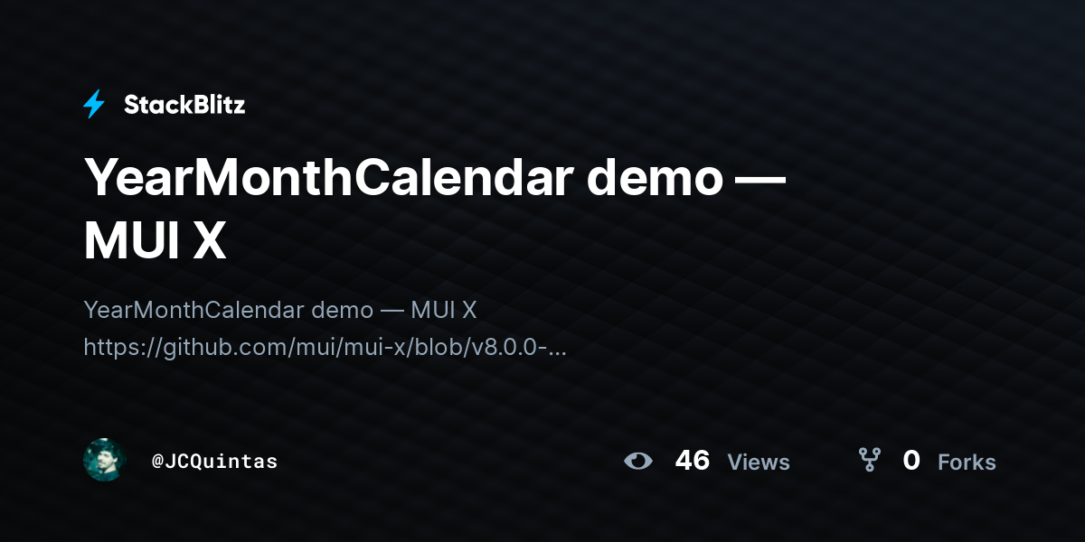 YearMonthCalendar demo — MUI X - StackBlitz