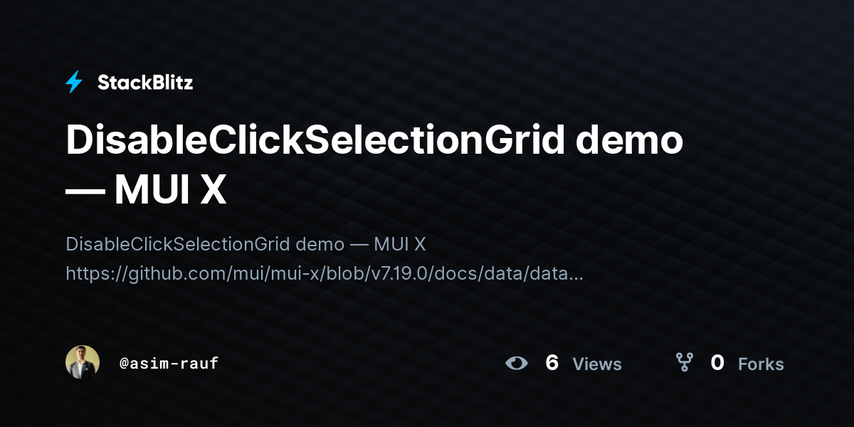 DisableClickSelectionGrid demo — MUI X - StackBlitz