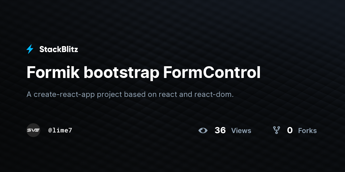 Formik Bootstrap Formcontrol Stackblitz