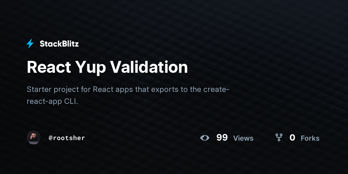 React Yup Validation - StackBlitz