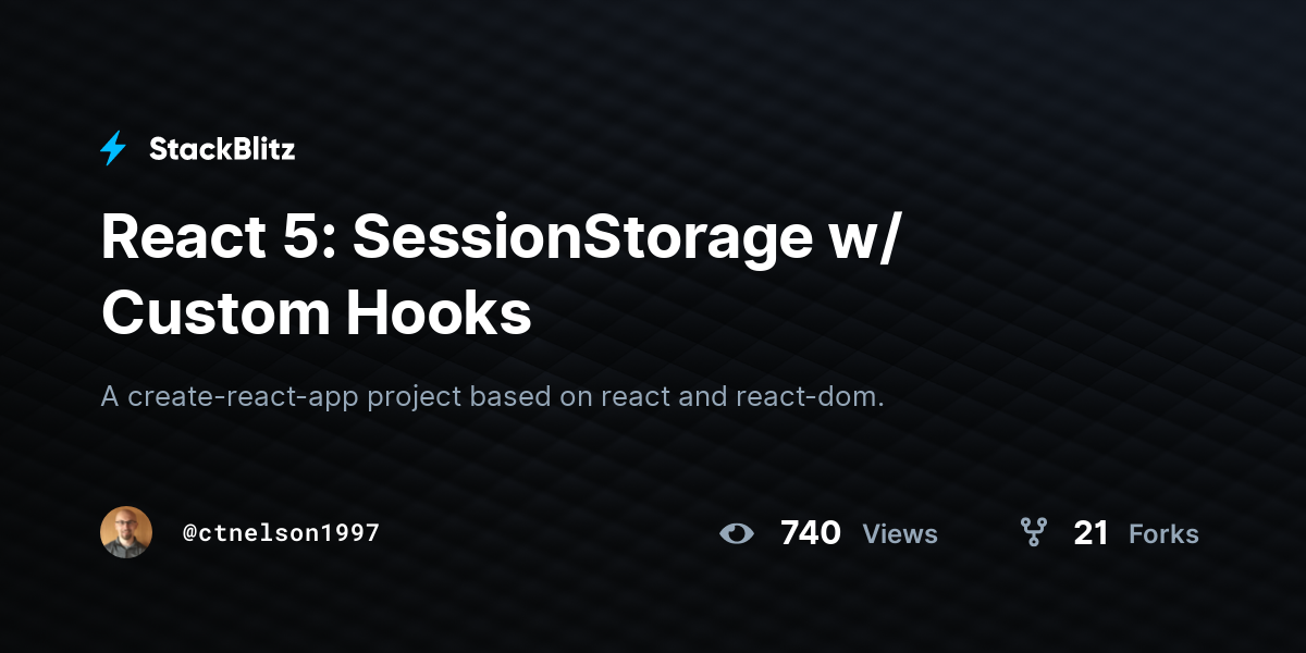 React 5: SessionStorage w/ Custom Hooks - StackBlitz