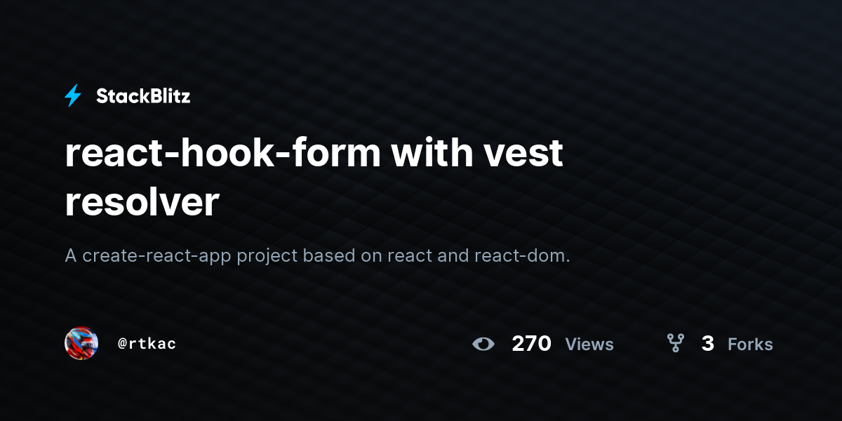 react-hook-form with vest resolver - StackBlitz