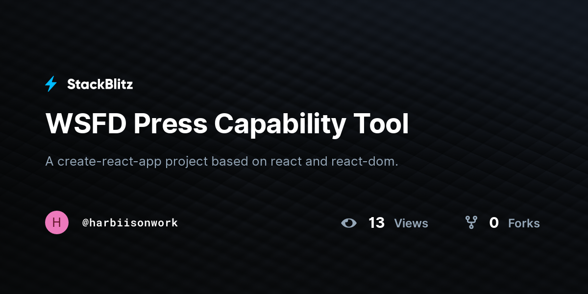 WSFD Press Capability Tool - StackBlitz