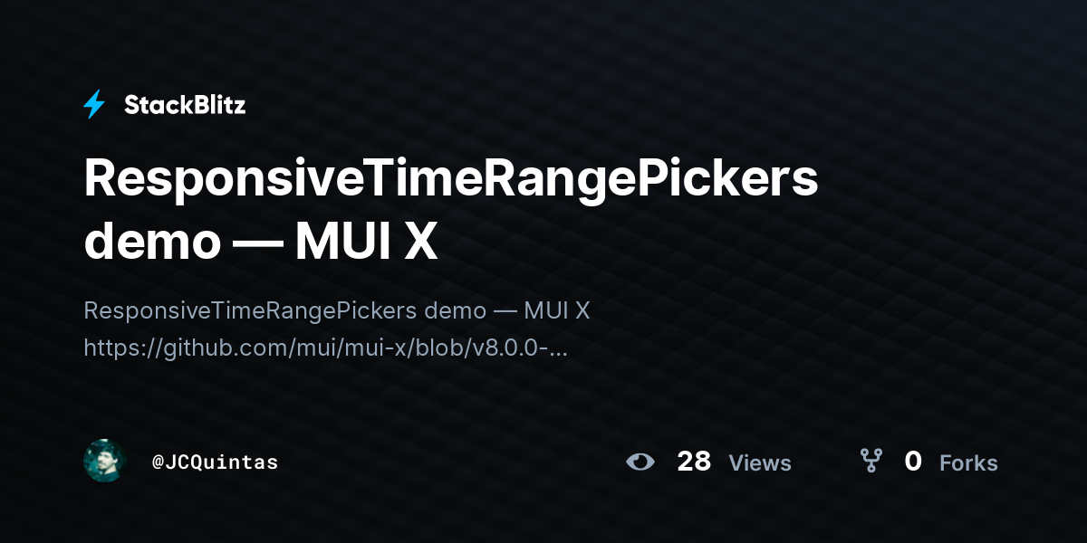 ResponsiveTimeRangePickers demo — MUI X - StackBlitz