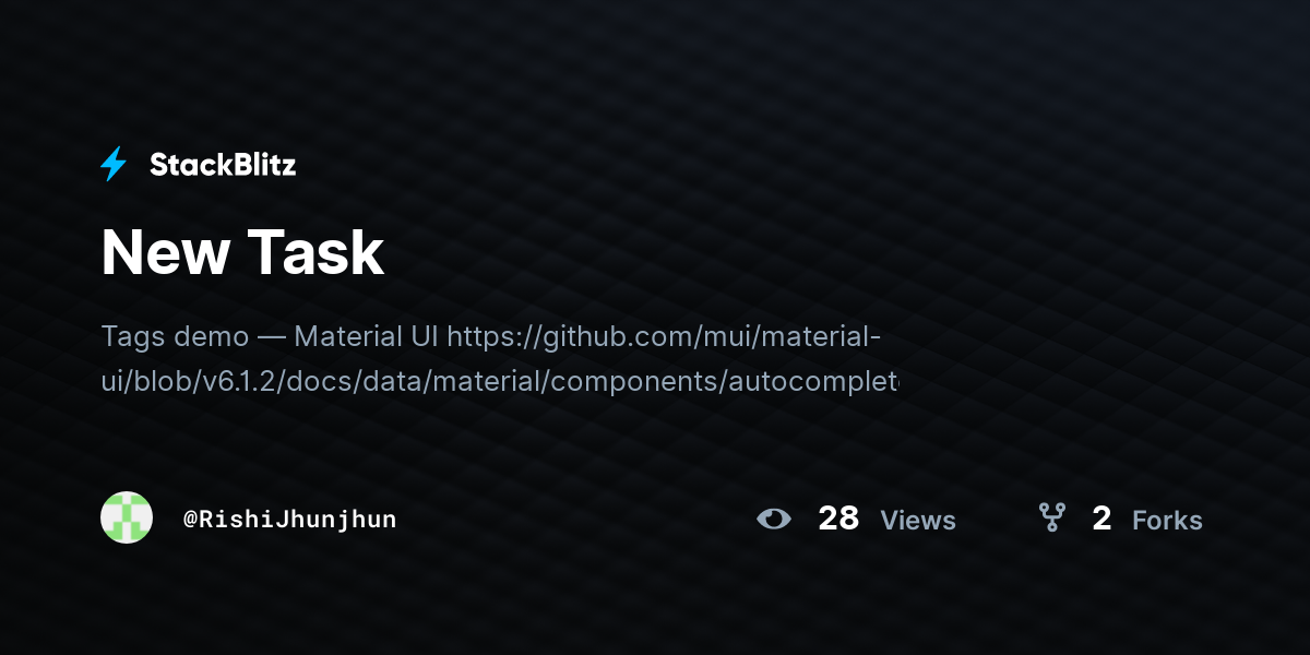New Task - StackBlitz