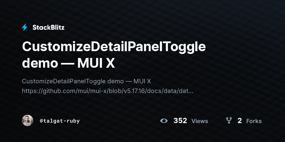 CustomizeDetailPanelToggle demo — MUI X - StackBlitz