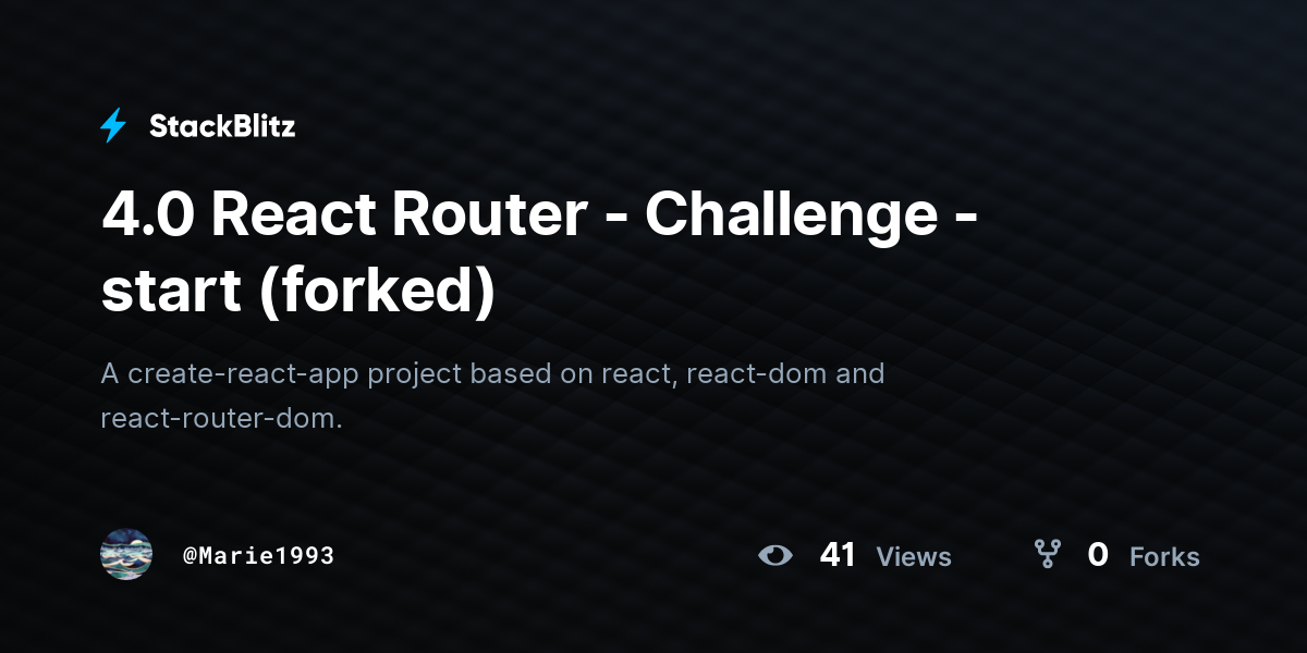 4 0 React Router Challenge Start Forked Stackblitz