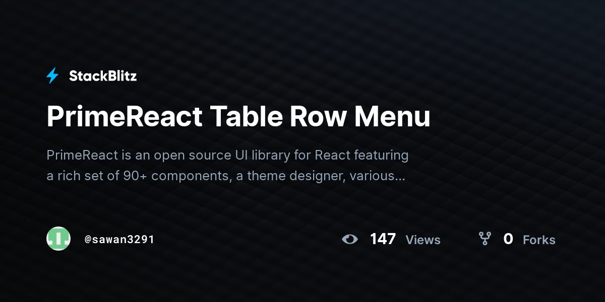 PrimeReact Table Row Menu - StackBlitz