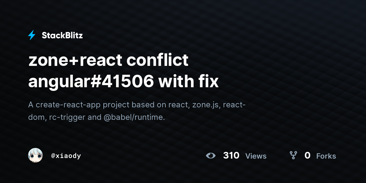 Zonereact Conflict Angular41506 With Fix Stackblitz