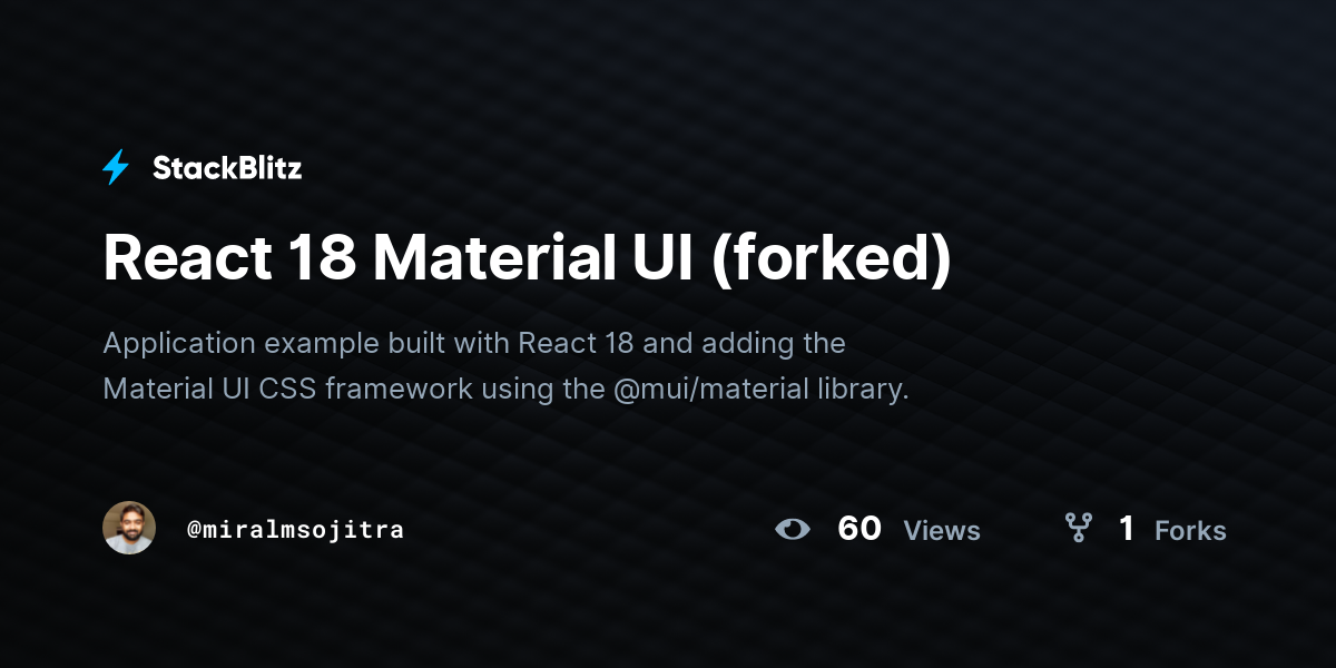 React 18 Material UI (forked) - StackBlitz