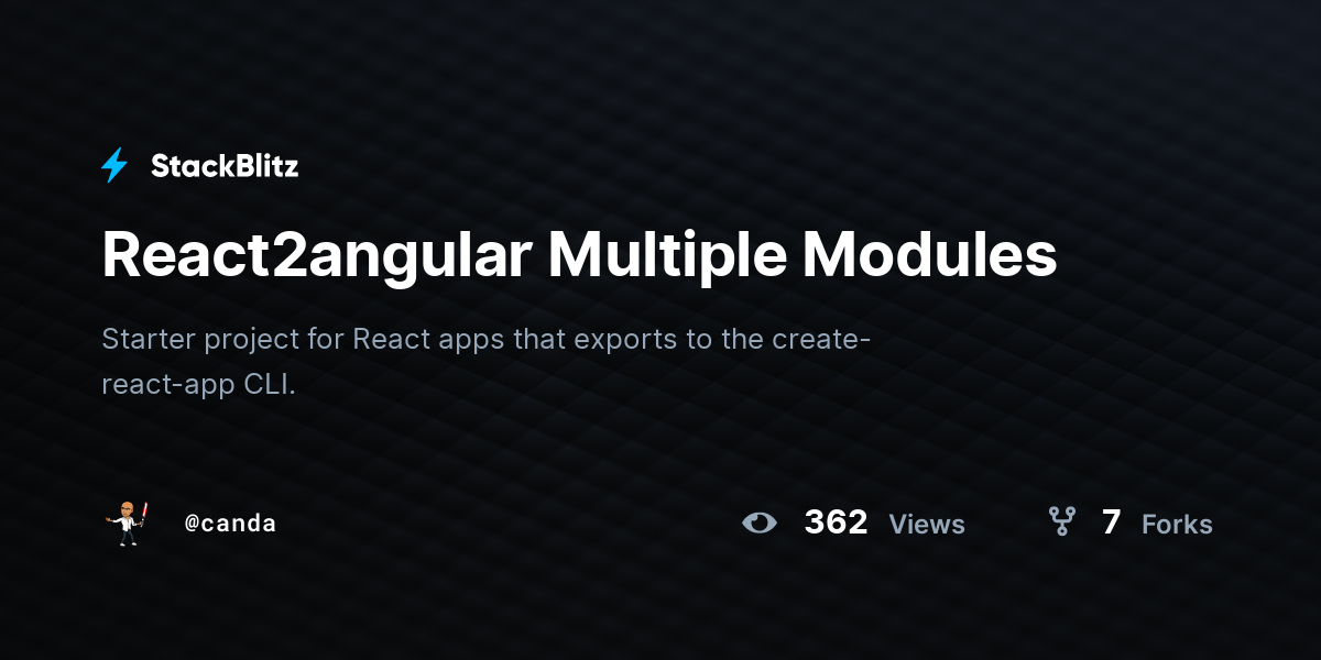 React2angular Multiple Modules - StackBlitz React2angular Multiple Modules - StackBlitz