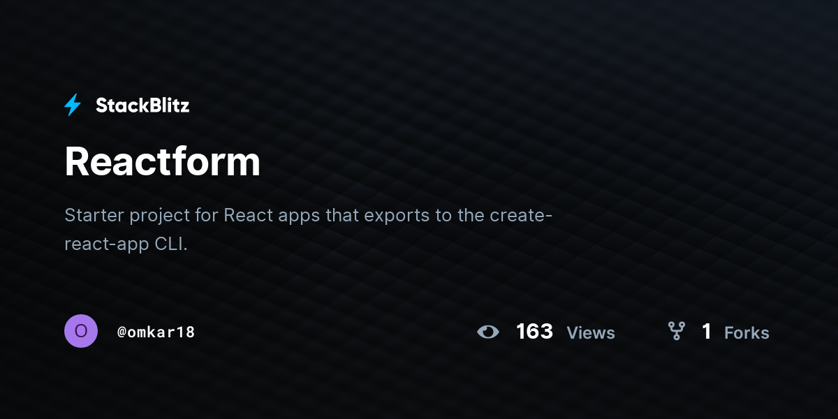 Reactform - StackBlitz