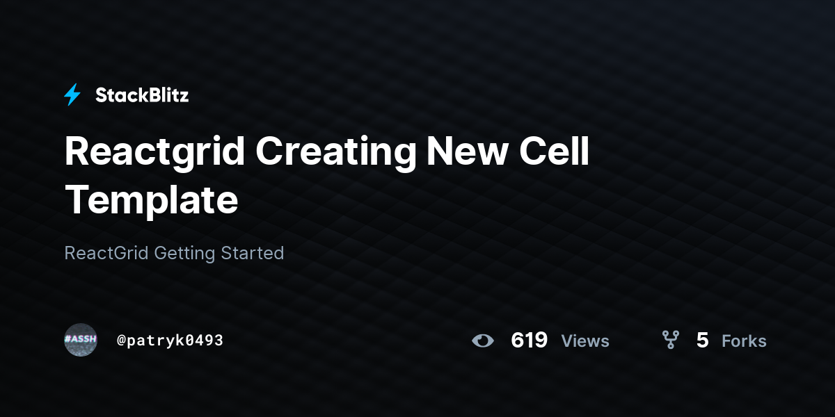 Reactgrid Creating New Cell Template - StackBlitz