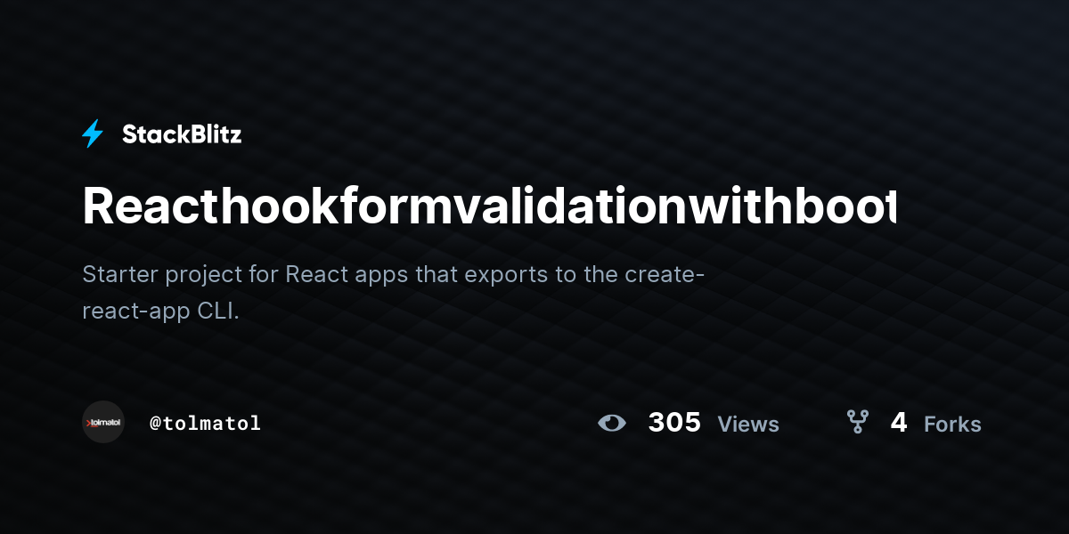 Reacthookformvalidationwithbootstrap - StackBlitz Reacthookformvalidationwithbootstrap - StackBlitz