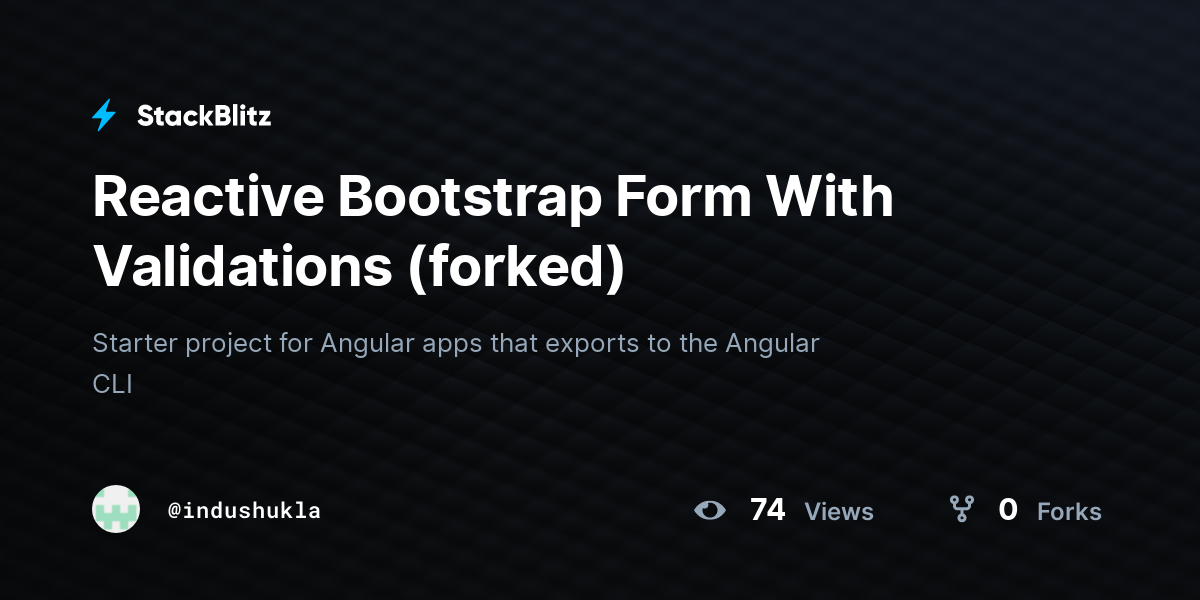 Reactive Bootstrap Form With Validations Forked Stackblitz 8104