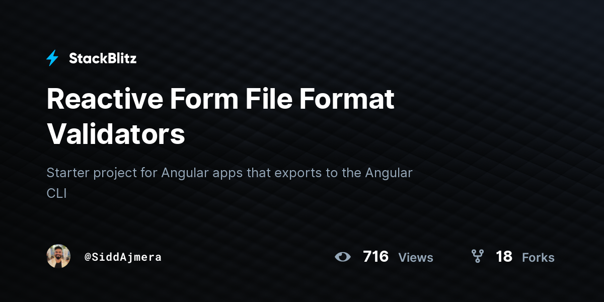Reactive Form File Format Validators - StackBlitz