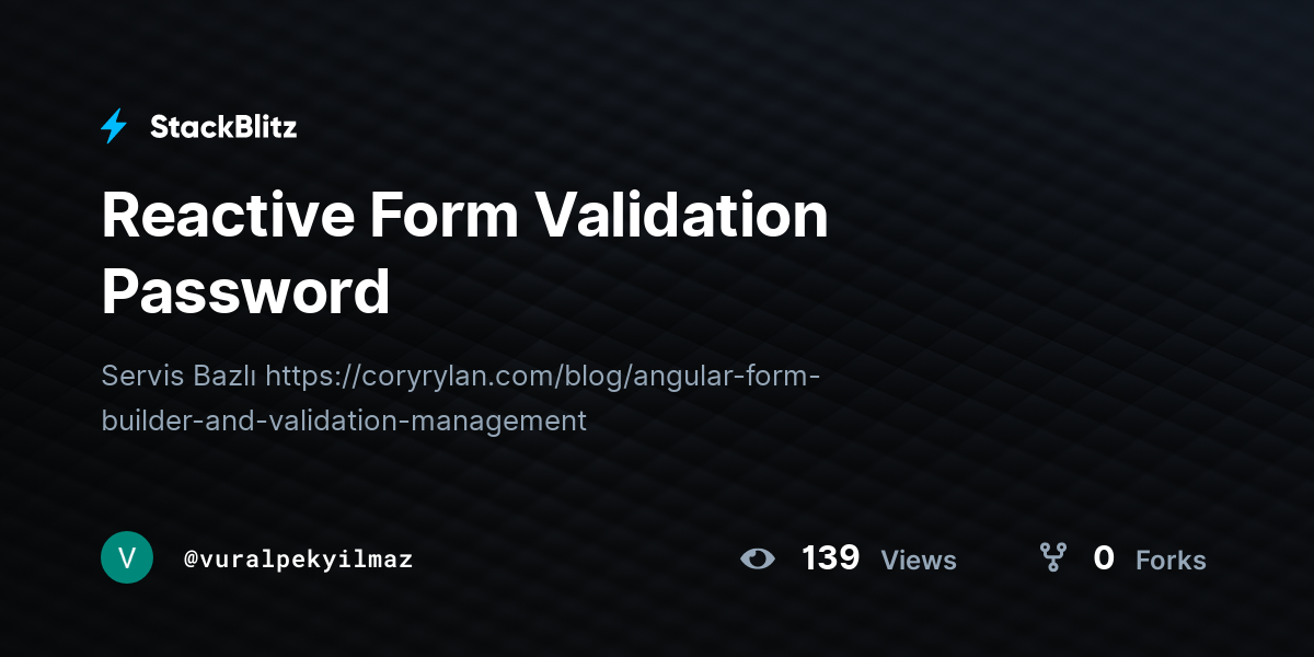 Reactive Form Validation Password - StackBlitz