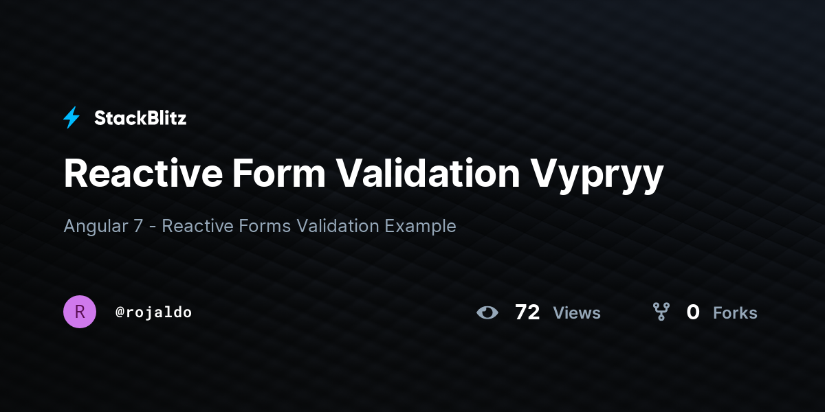Reactive Form Validation Vypryy - StackBlitz