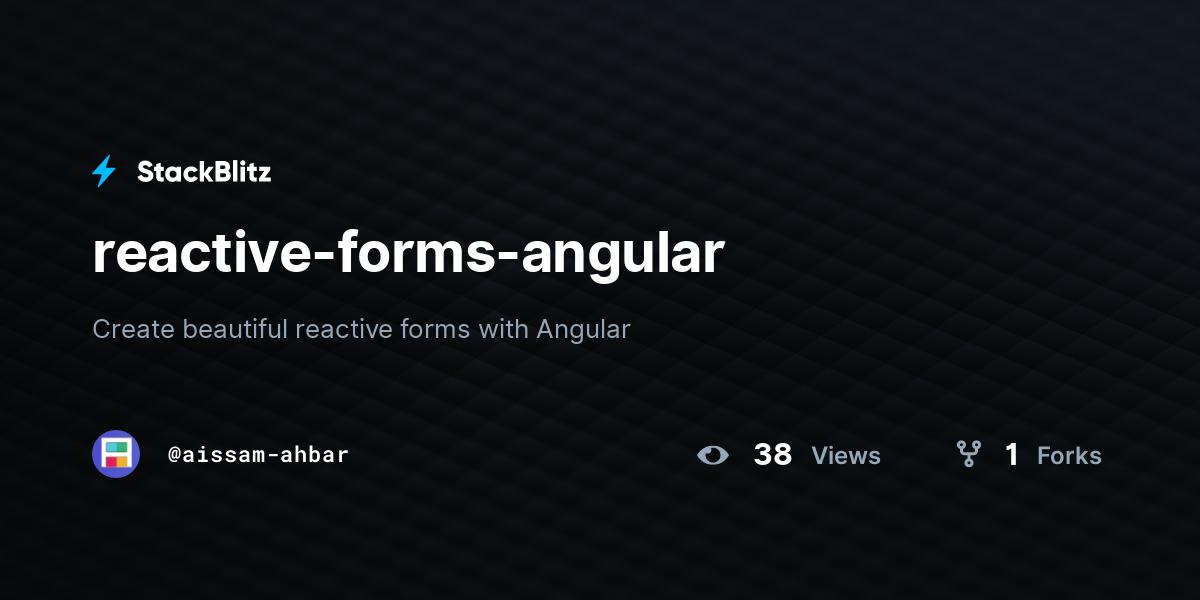 reactive-forms-angular - StackBlitz reactive-forms-angular - StackBlitz