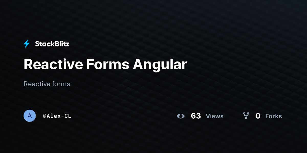Reactive Forms Angular - StackBlitz
