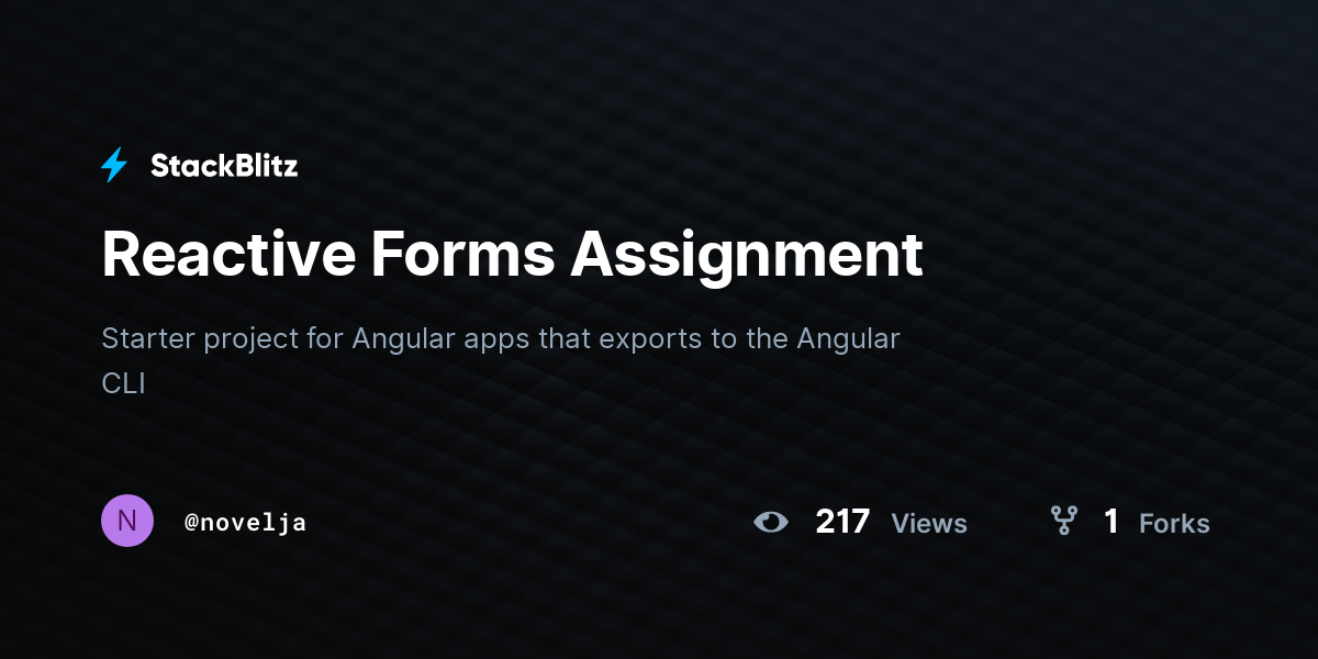 Reactive Forms Assignment - StackBlitz